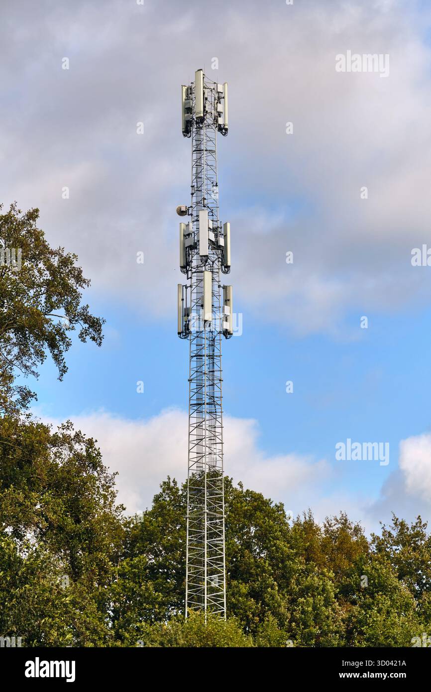 Langelo, Netherlands ; October 10, 2025: Tall telecommunication mast ...