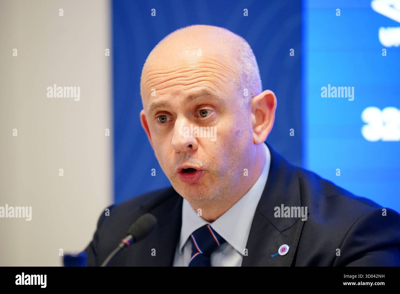 Rangers CEO Patrick Stewart during a press conference at Ibrox Stadium ...
