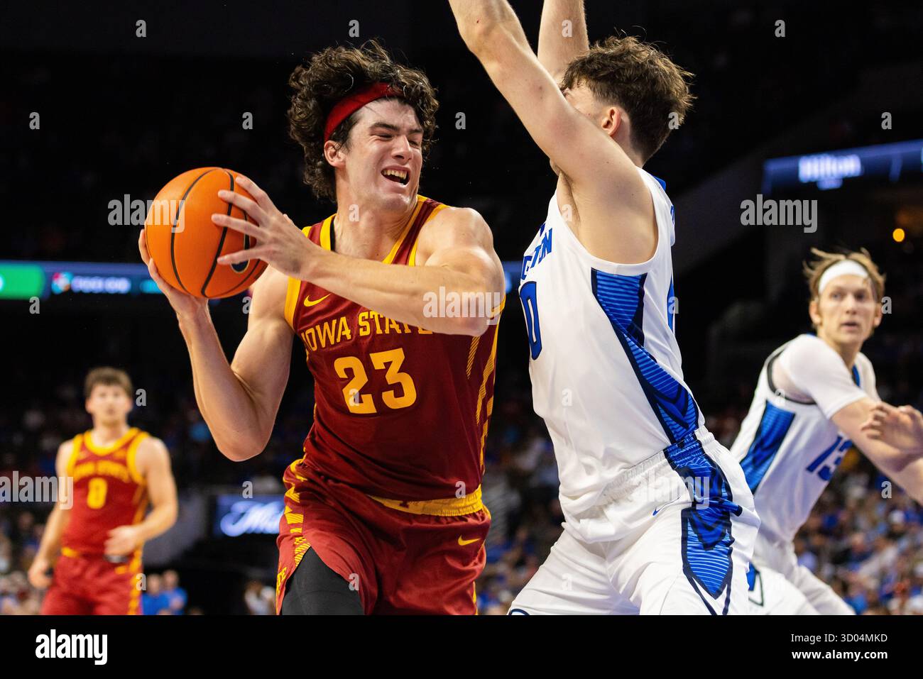 Iowa State forward Blake Buchanan (23) drives against Creighton guard ...