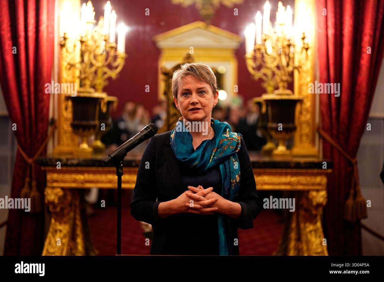 Foreign Secretary Yvette Cooper gives a speech ahead of a reception ...