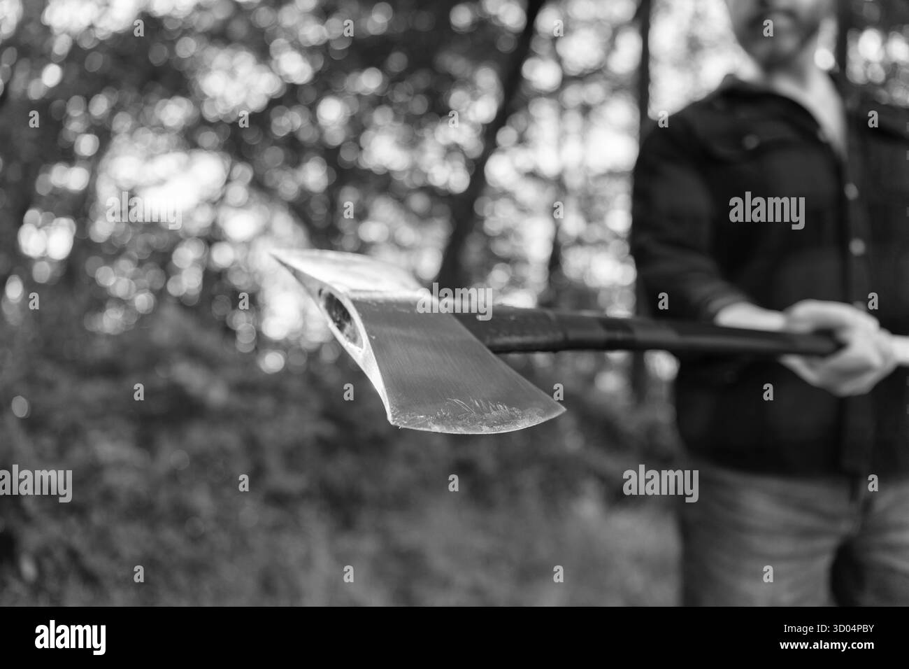 Brutal lumberjack. Lumberjack style. Man woodcutter with axe blade. Axe ...
