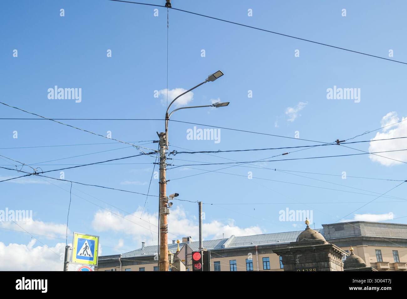 Russia, Saint Petersburg, 23.08.2025 Complex network of electricity ...