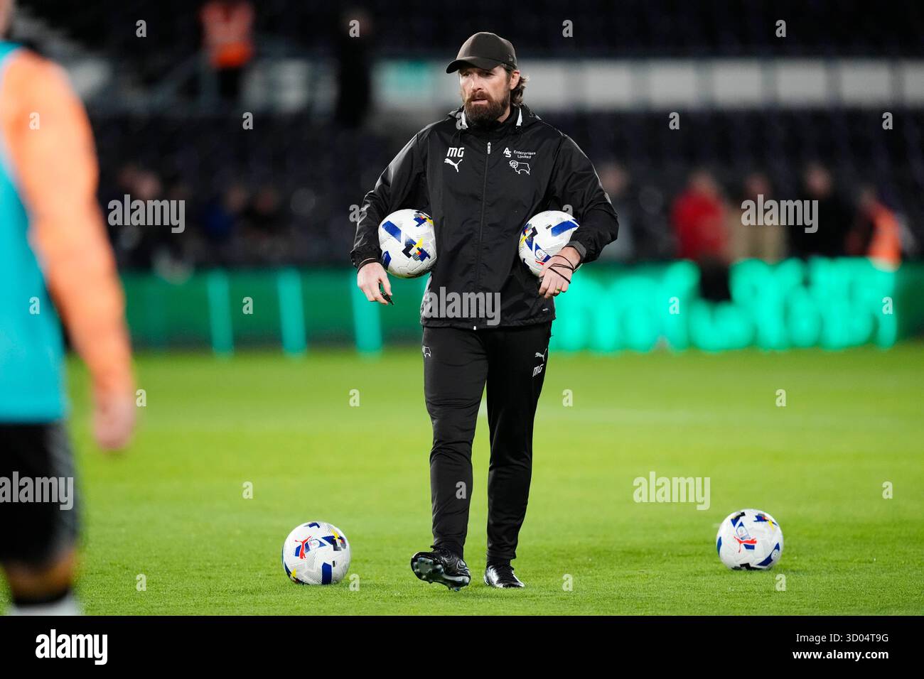 Derby County assistant manager Matthew Gardiner prior to kick-off ahead ...