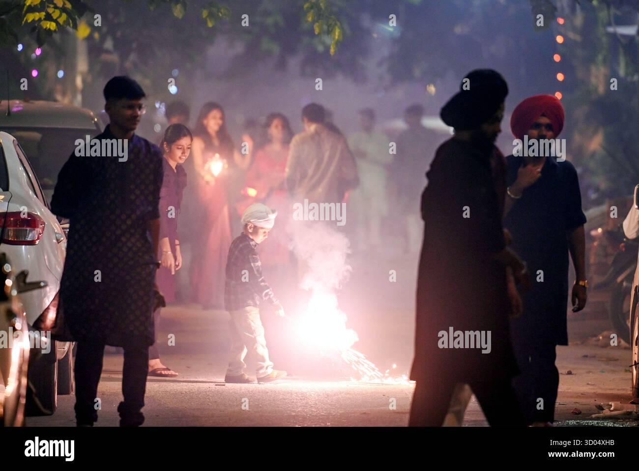 NEW DELHI, INDIA - OCTOBER 20: A view of seen bursting crackers on the ...