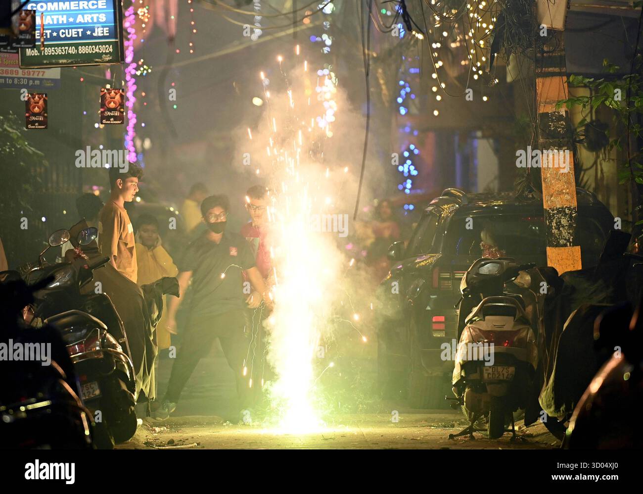 NEW DELHI, INDIA - OCTOBER 20: A view of seen bursting crackers on the ...