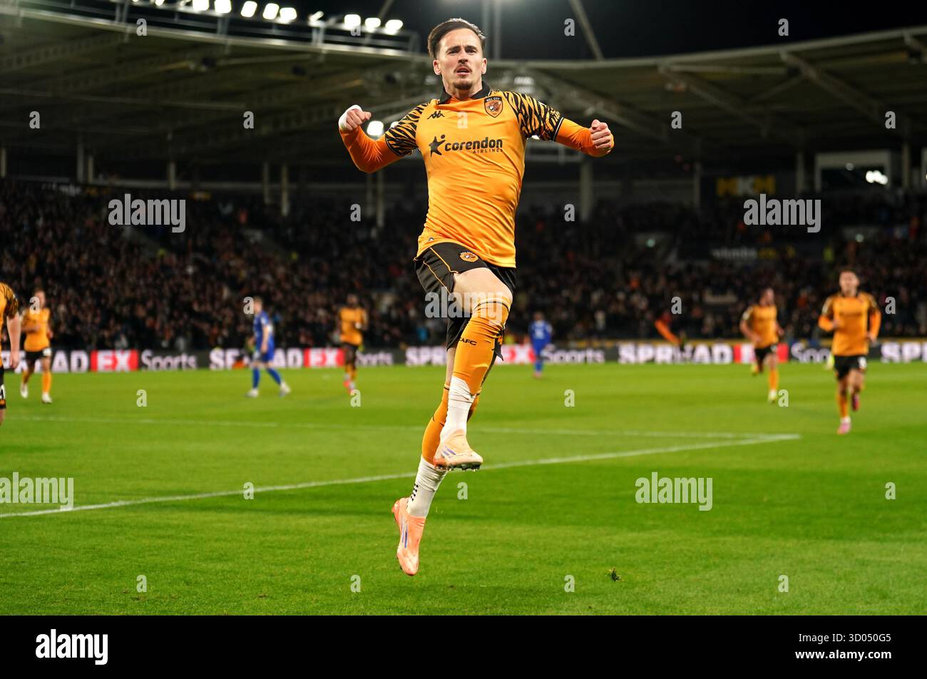 Hull City's Liam Millar celebrates scoring their side's first goal of ...
