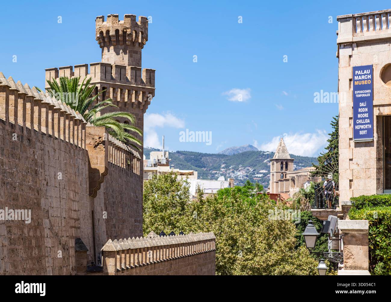 Historic center of Palma de Mallorca with a view of the palace tower ...
