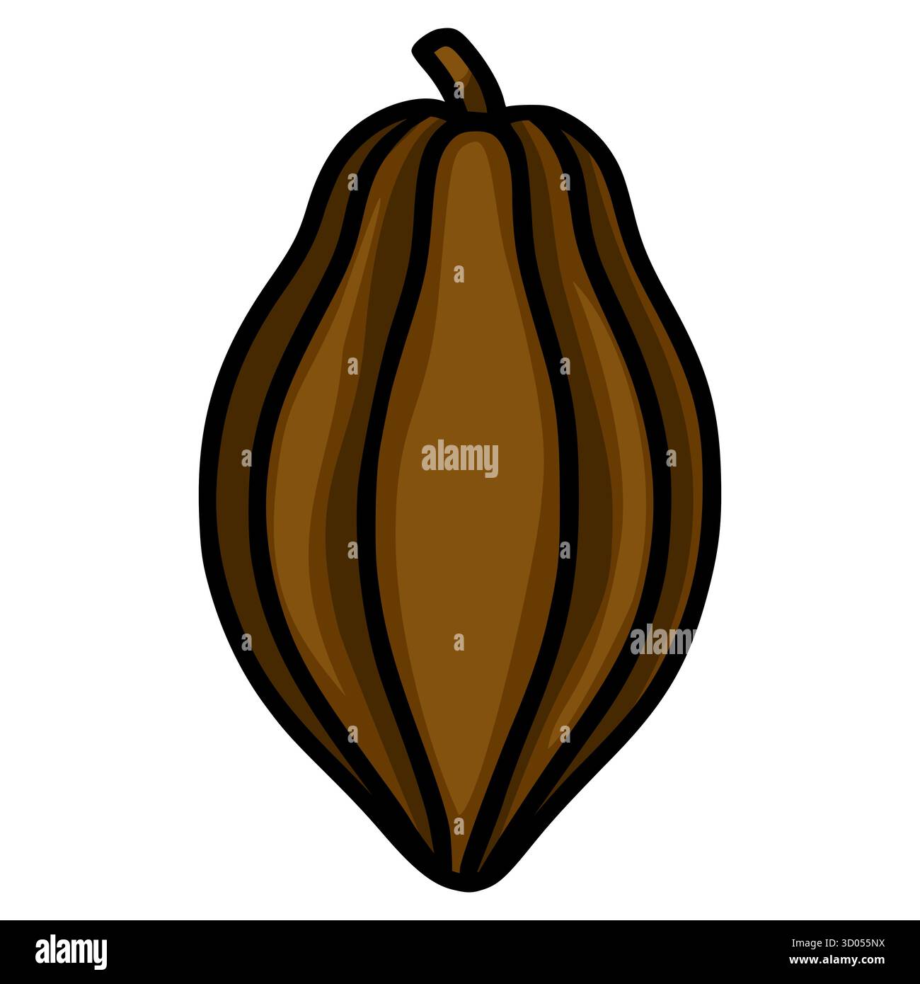 A stylized vector illustration of a single cocoa pod, featuring rich ...