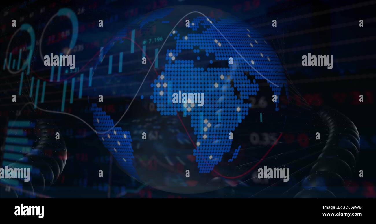 Rotating globe data points charts hi-res stock photography and images ...