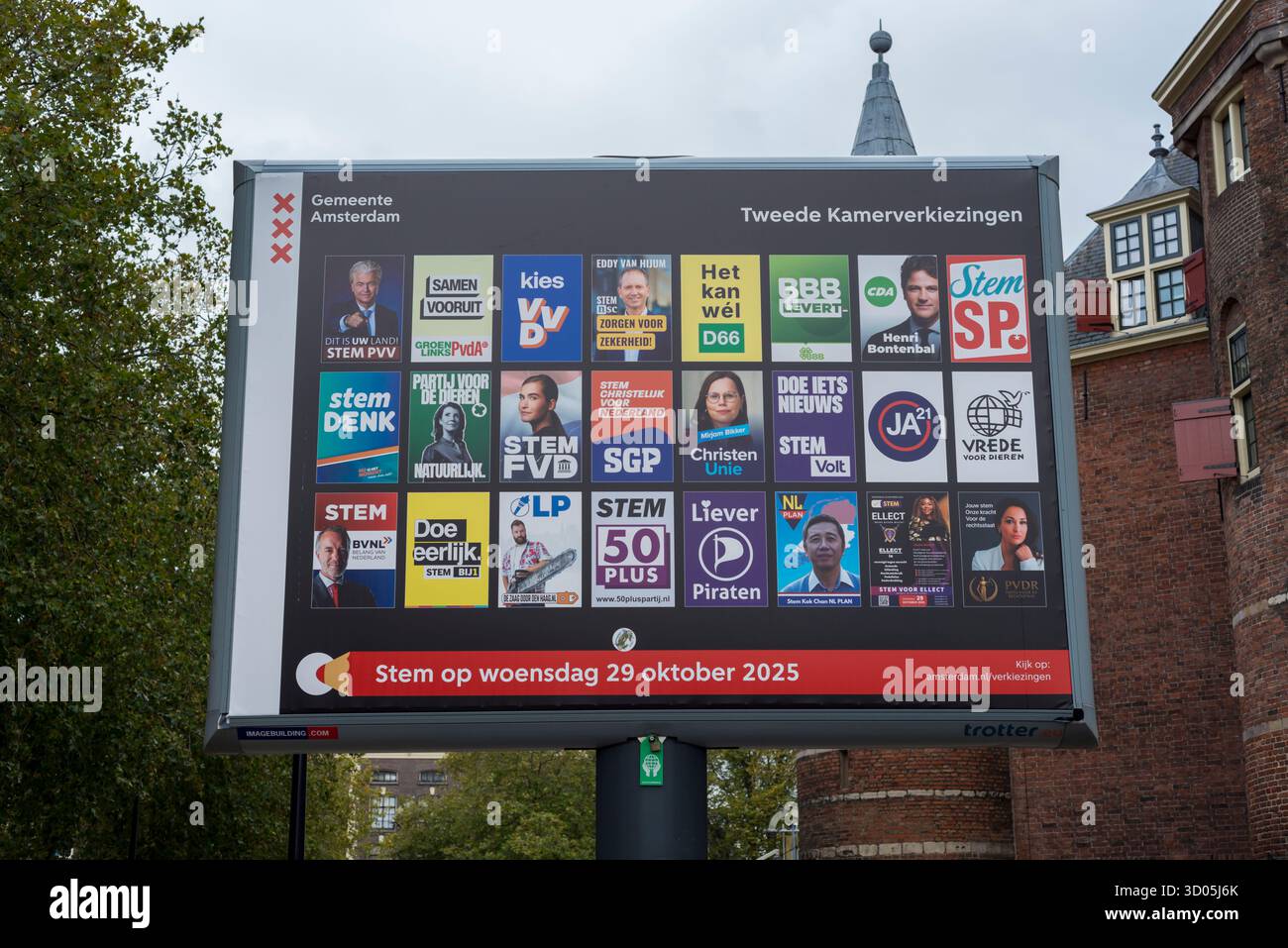 Amsterdam, Nieuwmarkt - October 21, 2025: billboard with election ...