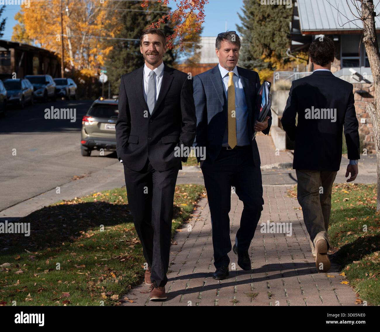 Michelino Sunseri, left, and his attorney Ed Bushnell walk toward the ...
