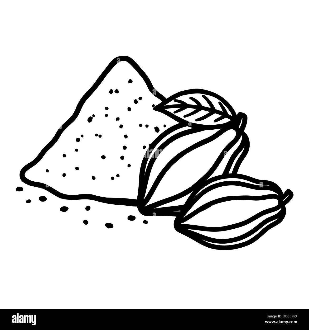 Hand-drawn vector illustration of aromatic cardamom pods and ground ...