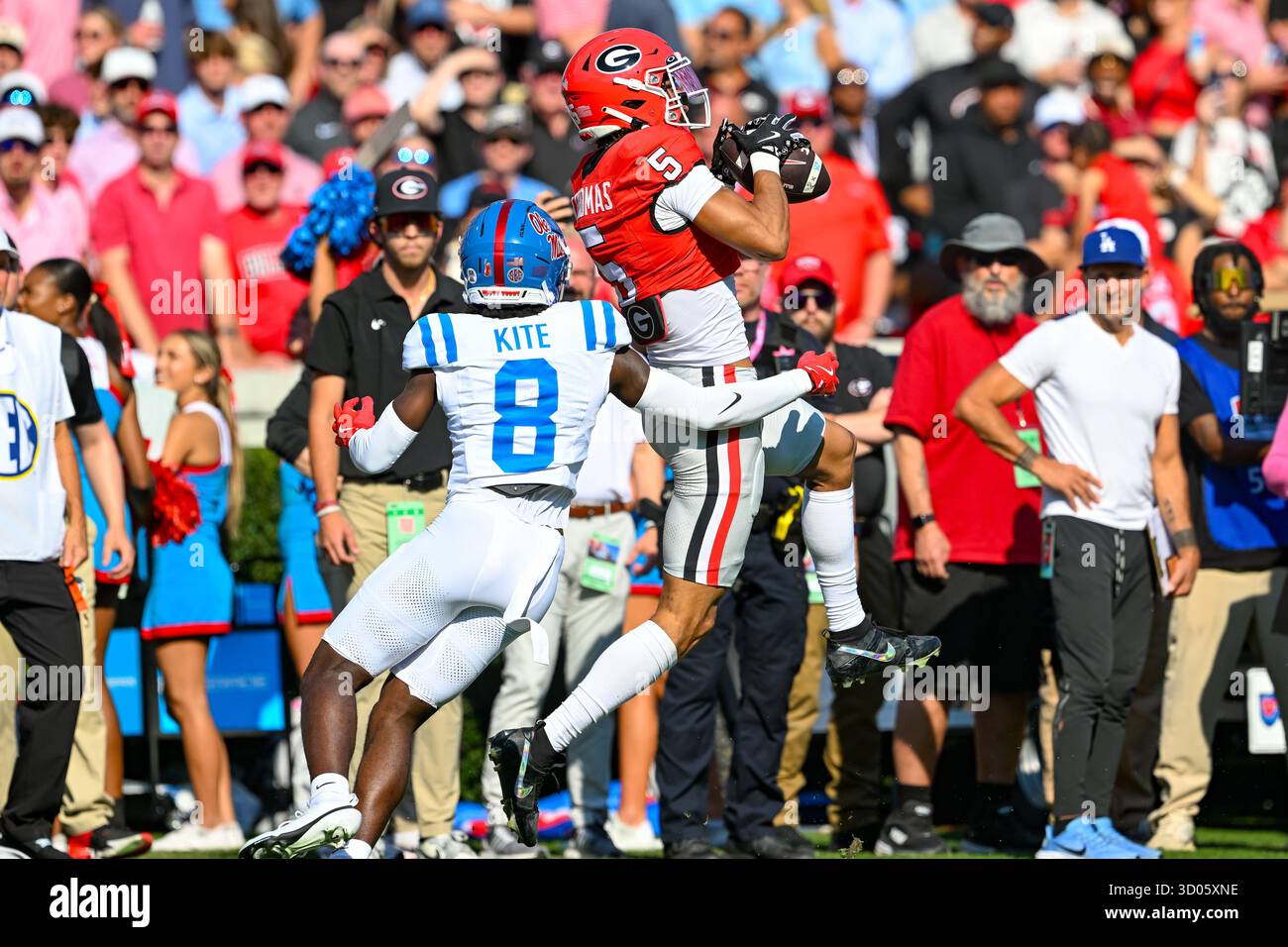 ATHENS, GA - OCTOBER 18: Georgia wide receiver Noah Thomas (5) catches ...