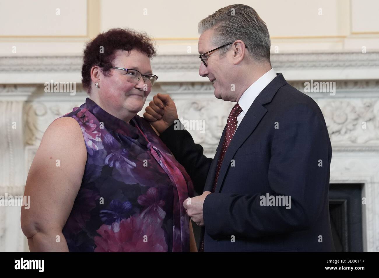 Britain's Prime Minister Keir Starmer meets campaigner Claire Throssell ...