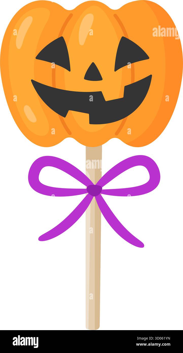 Halloween lollipop with jack o lantern. flat vector style. festive ...