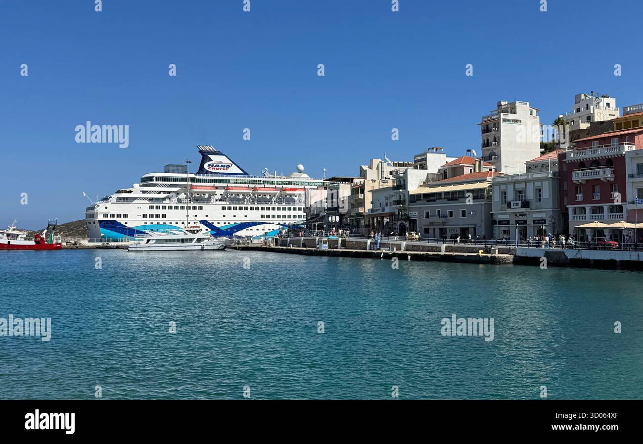 A Mano cruise ship in the port town of Agios Nikolaos on the ...