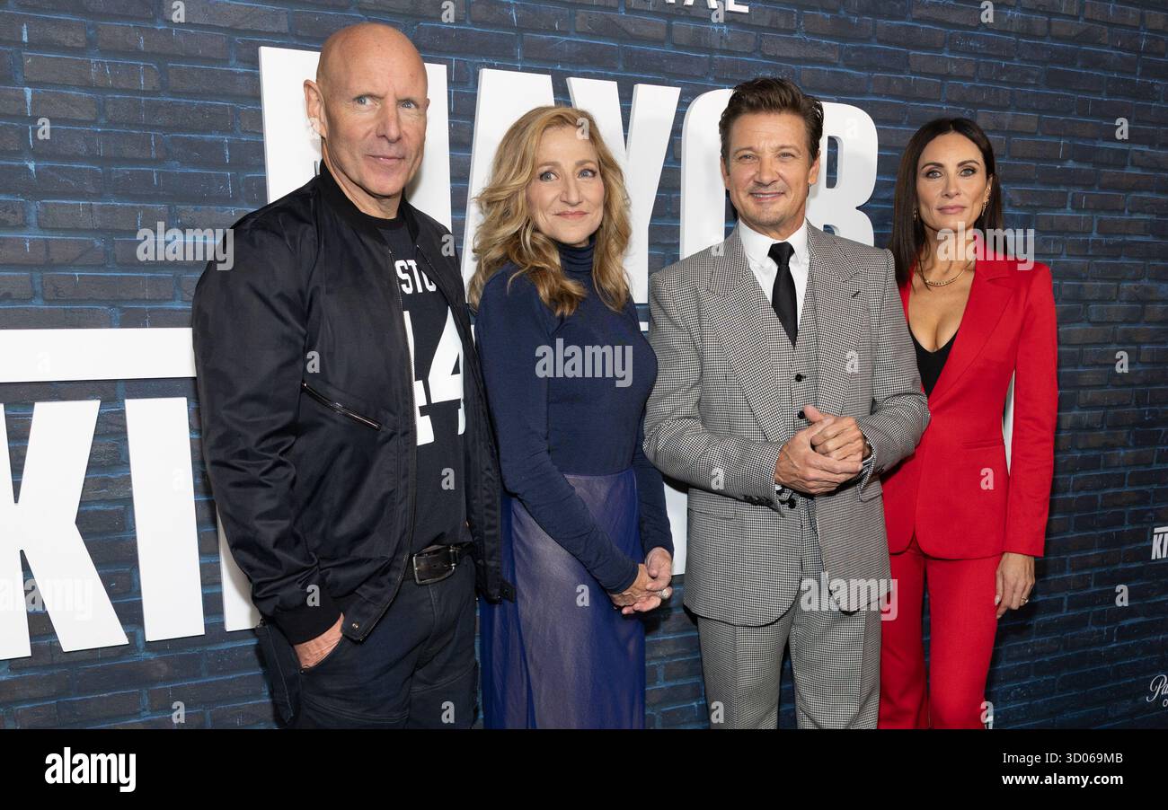 Hugh Dillon, from left, Edie Falco, Jeremy Renner, and Laura Benanti ...