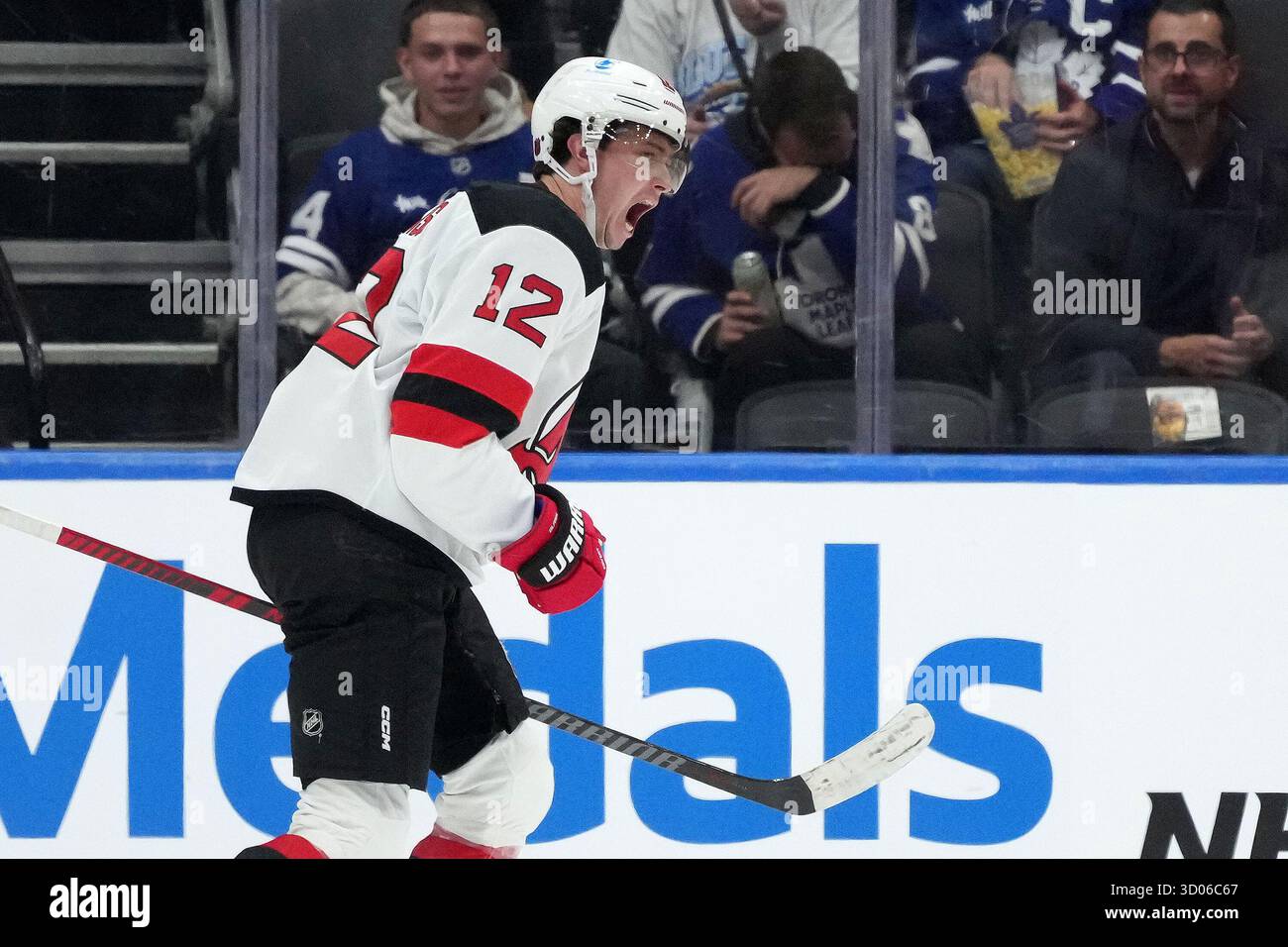New Jersey Devils centre Cody Glass (12) celebrates his goal during ...