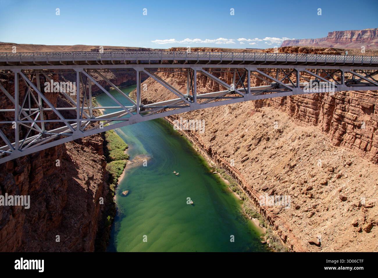 Marble Canyon, Arizona - Dories float under the Navajo Bridge which ...