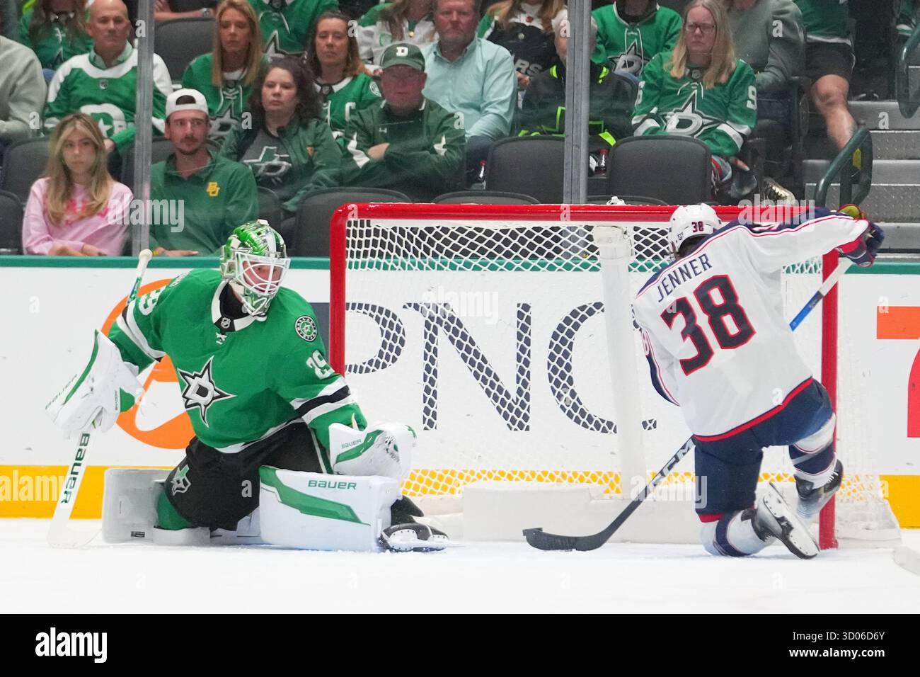 Columbus Blue Jackets center Boone Jenner (38) scores a goal on Dallas ...