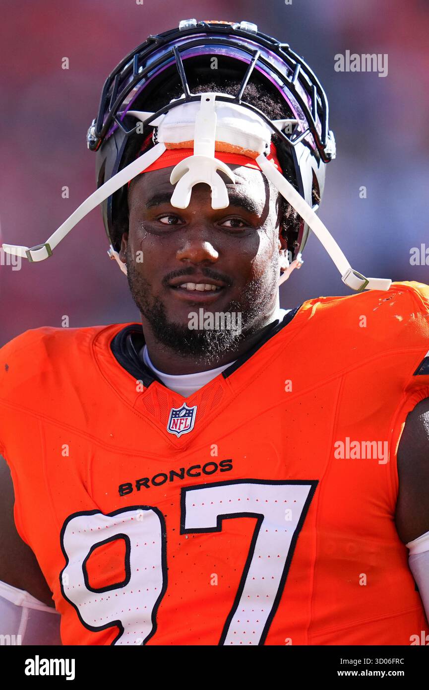Denver Broncos defensive tackle Malcolm Roach looks on against the New ...