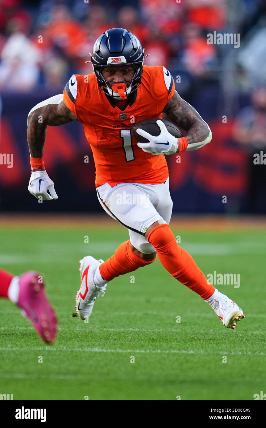 Denver Broncos tight end Evan Engram runs against the New York Giants ...