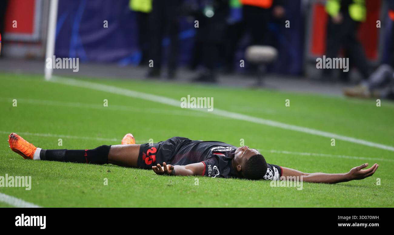 Christian Kofane of Bayer 04 Leverkusen seen during the UEFA Champions ...