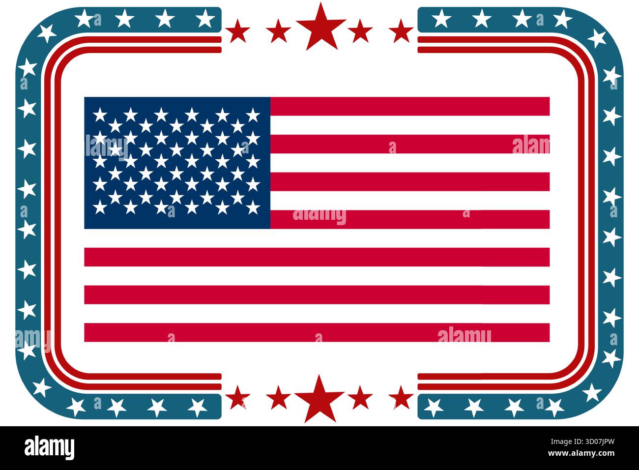 United states flag with stars and stripes in patriotic frame design ...
