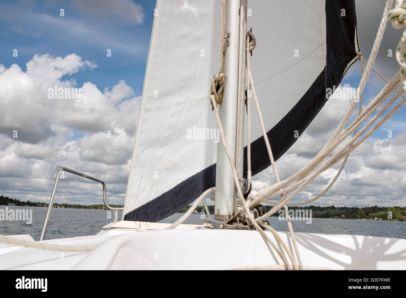 A jib sail and the mask on a sail boat Stock Photo - Alamy