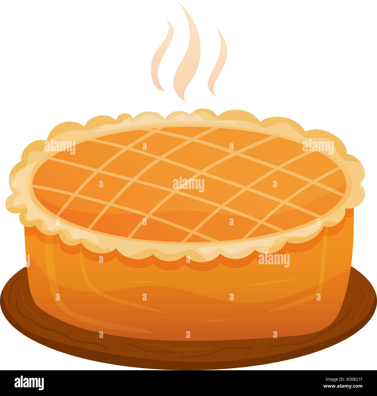 Hot golden pie with lattice crust and steam, home baking and dessert ...