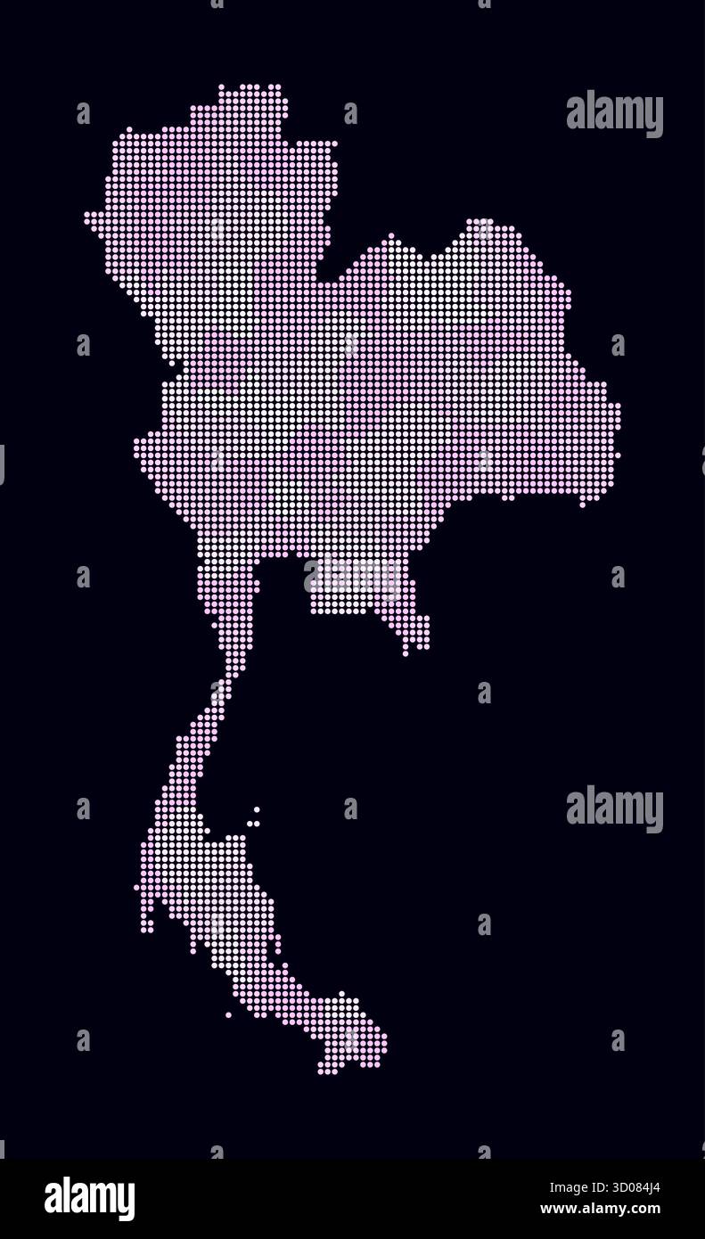 Thailand dotted map. Digital style map of the country on a dark ...