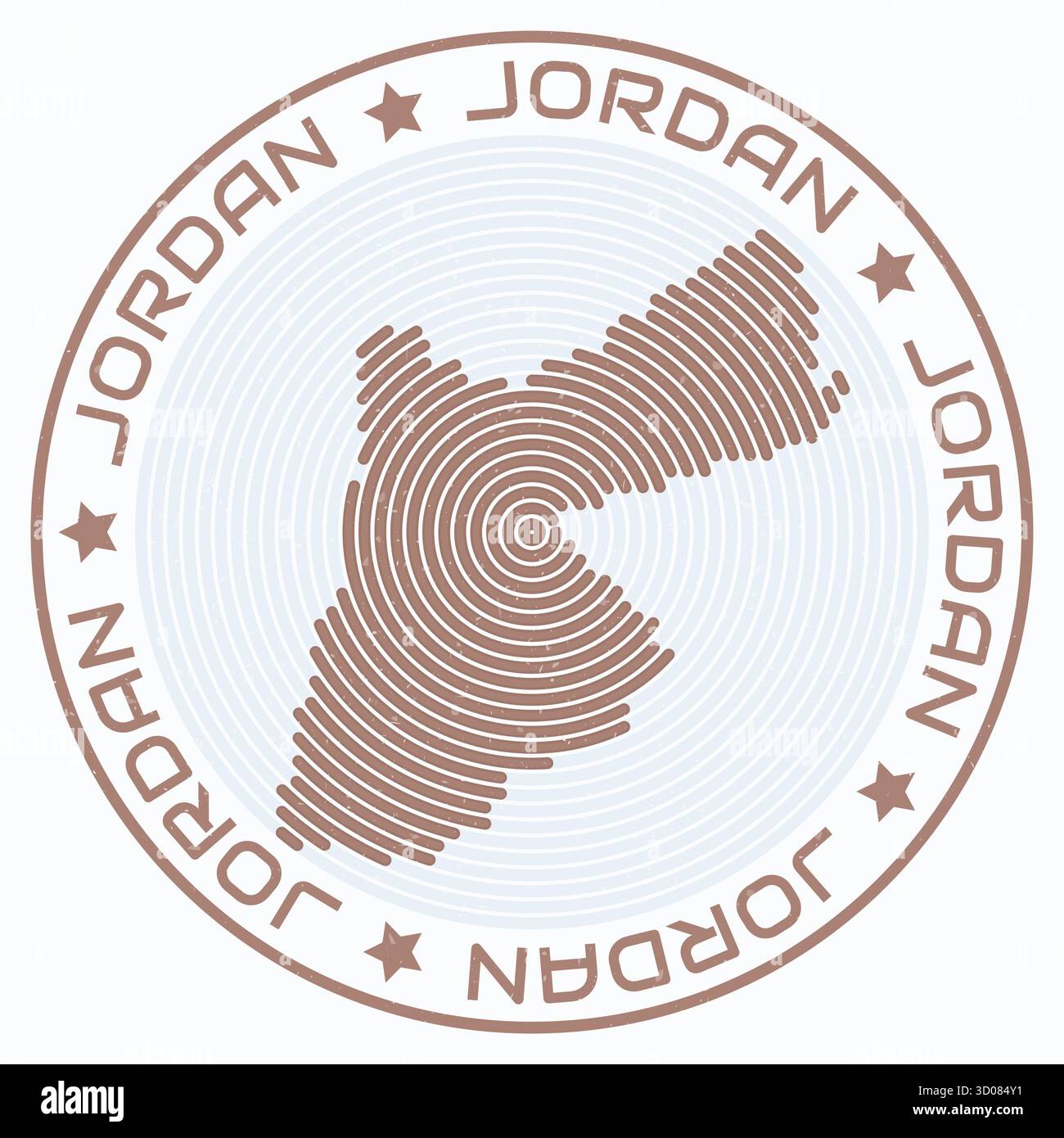 Jordan map with round title. Country shape rings. Jordan text around ...