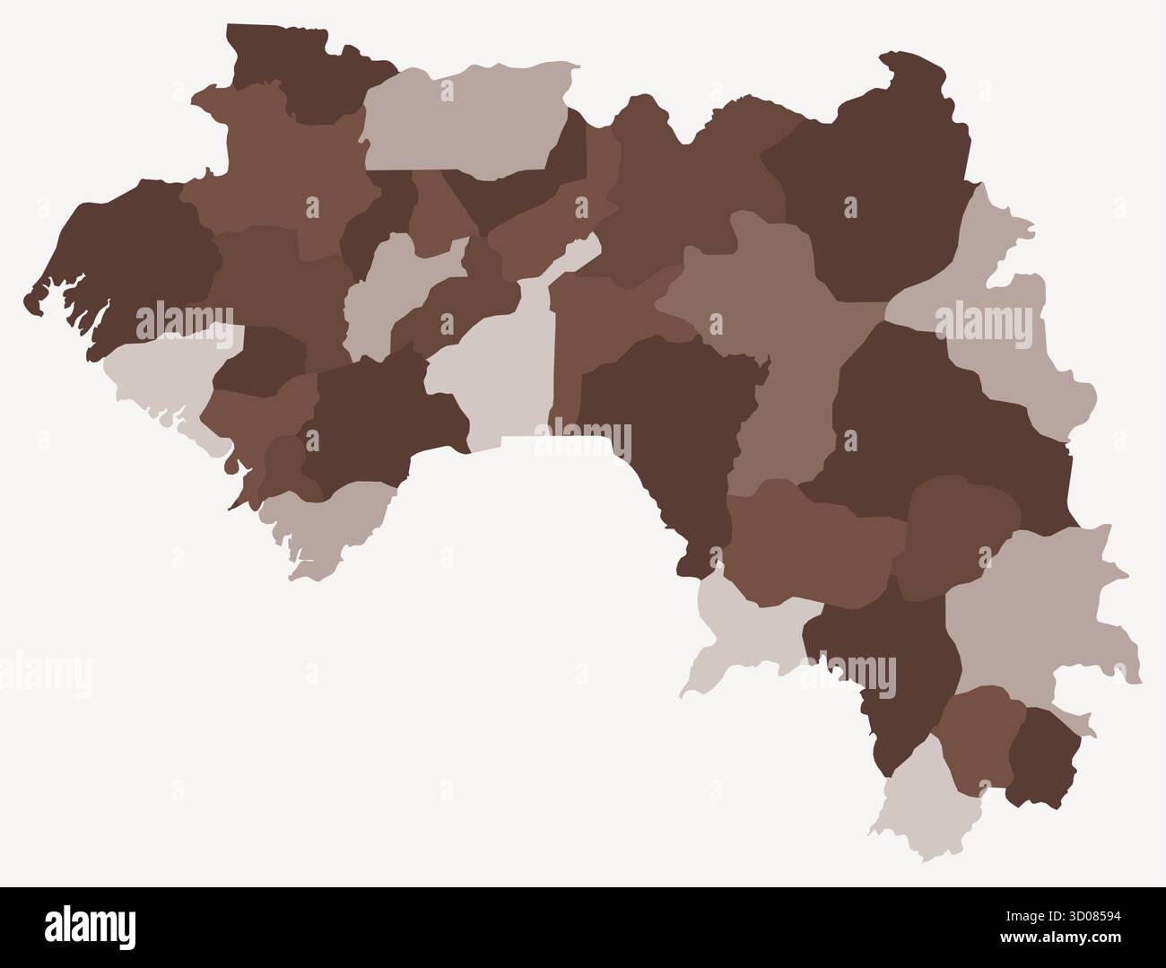 Map of Guinea with regions. Just a simple country border map with ...