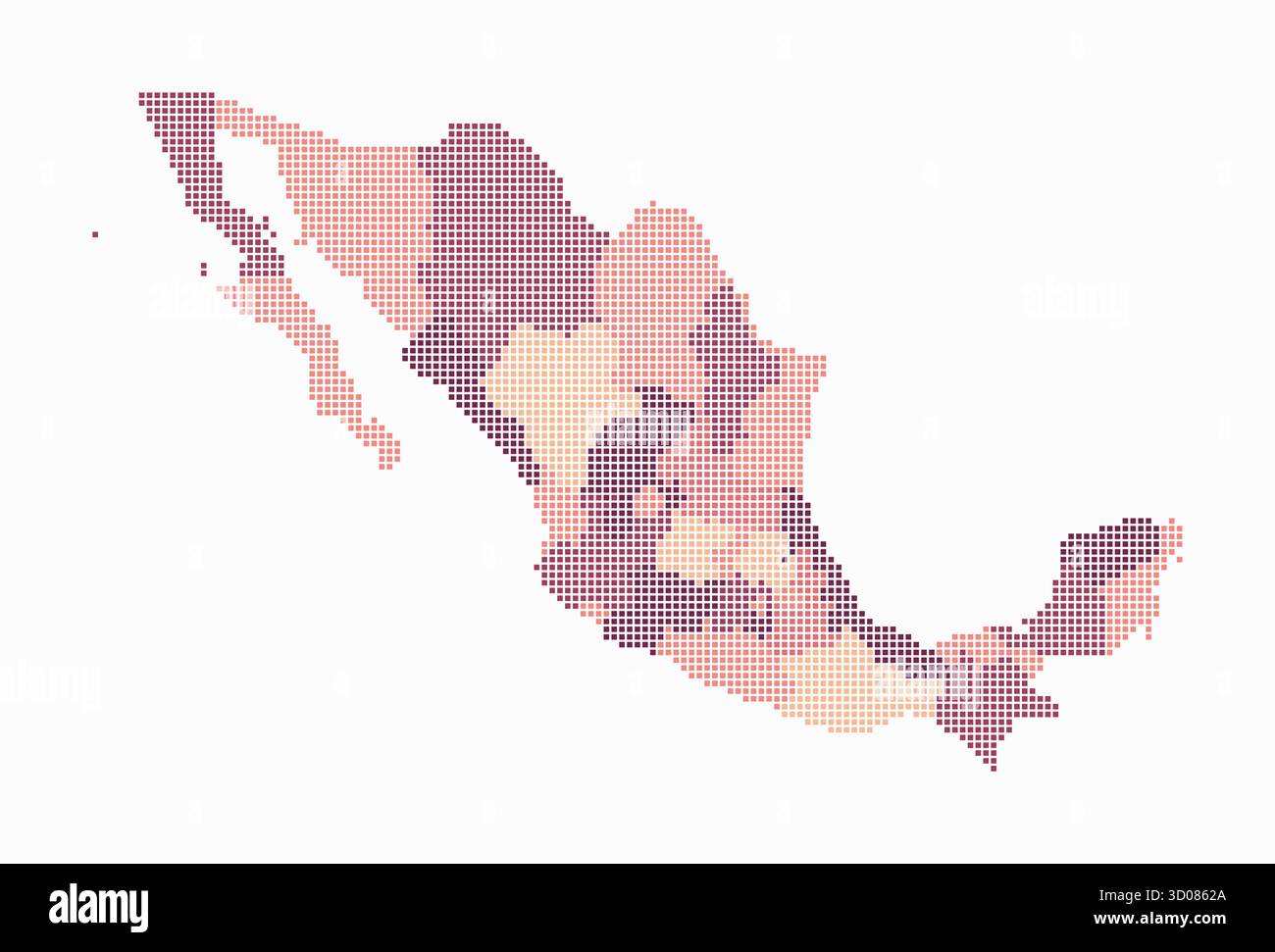 Mexico dotted map. Digital style map of the country on a white ...