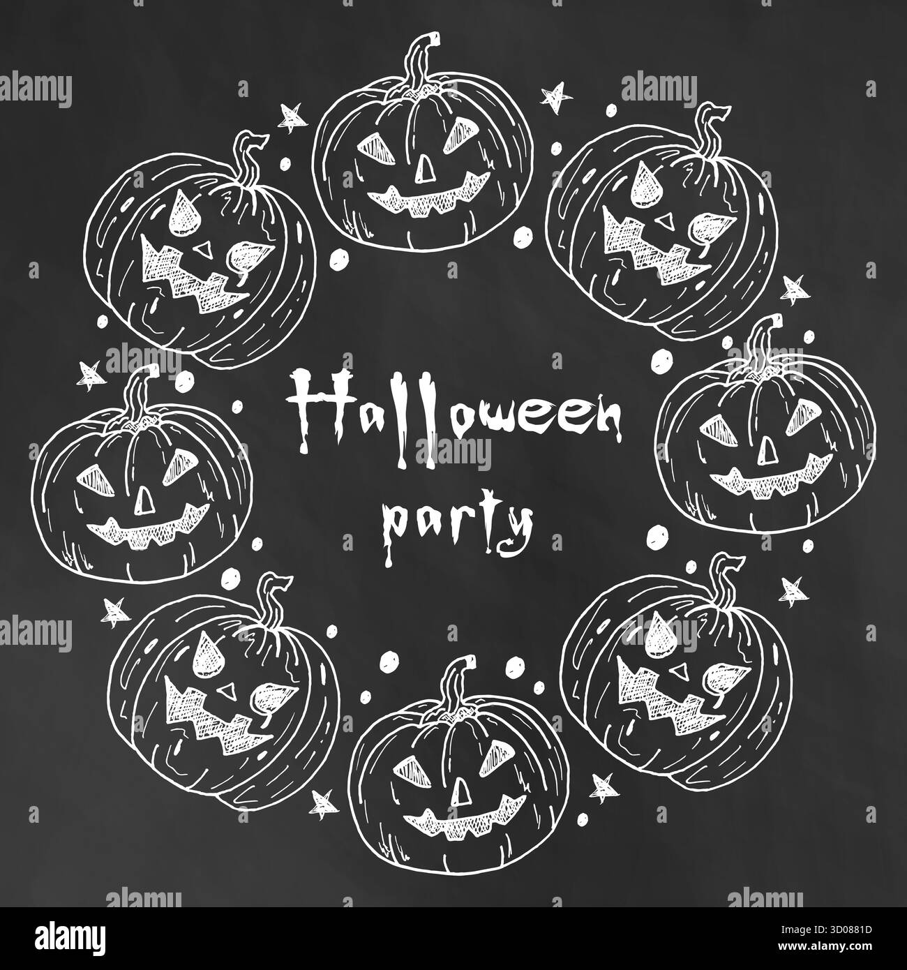 Scary pumpkin halloween surrounded Black and White Stock Photos ...