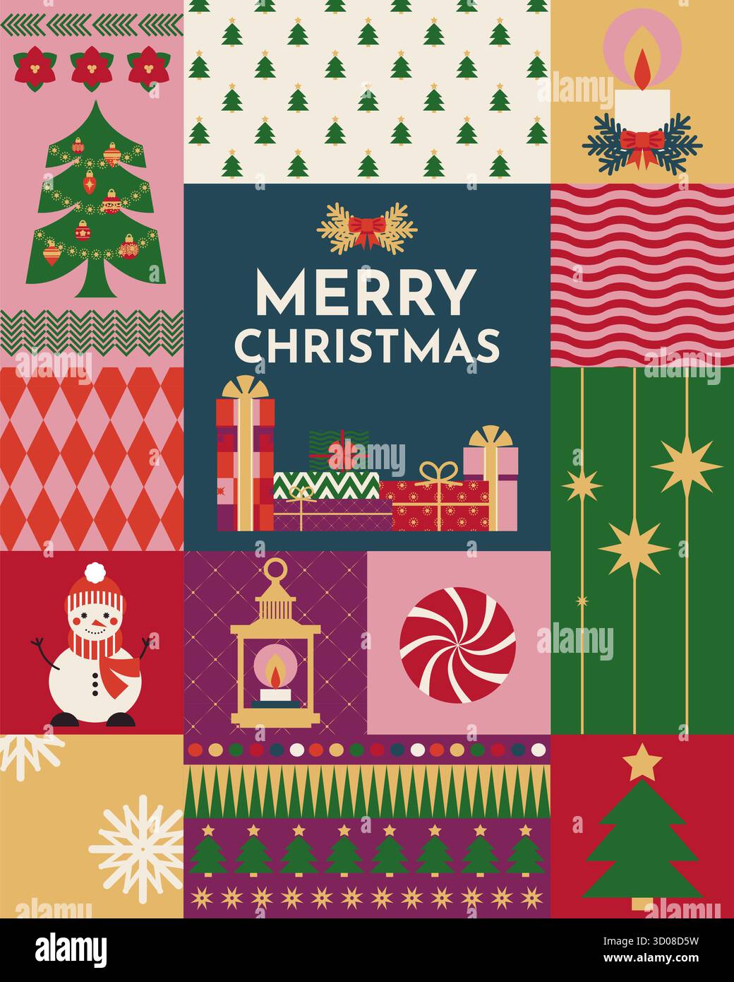 Snowman christmas tree pattern Stock Vector Images - Alamy