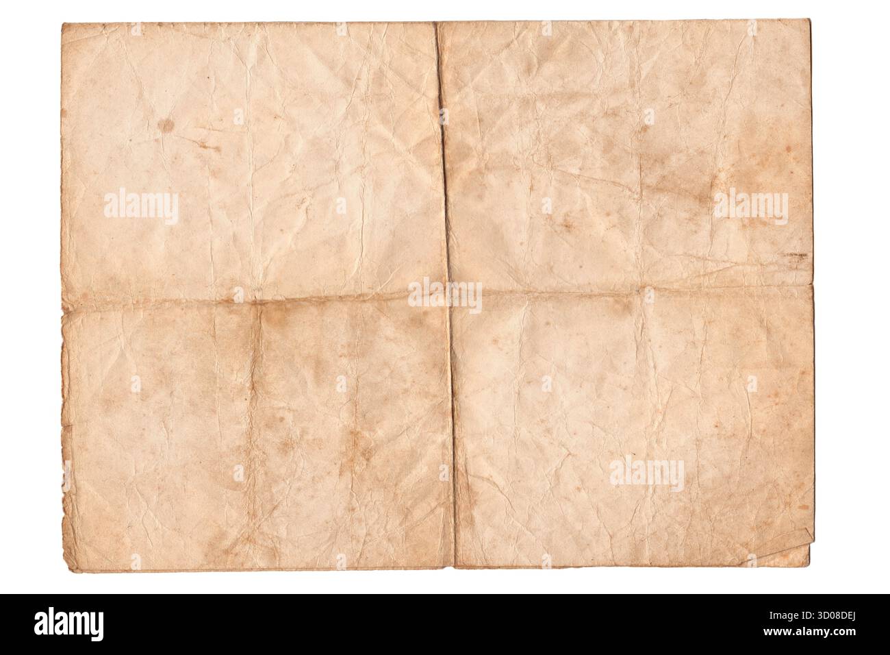 Old Paper Texture Background Folded in Four. Old vintage paper folded ...