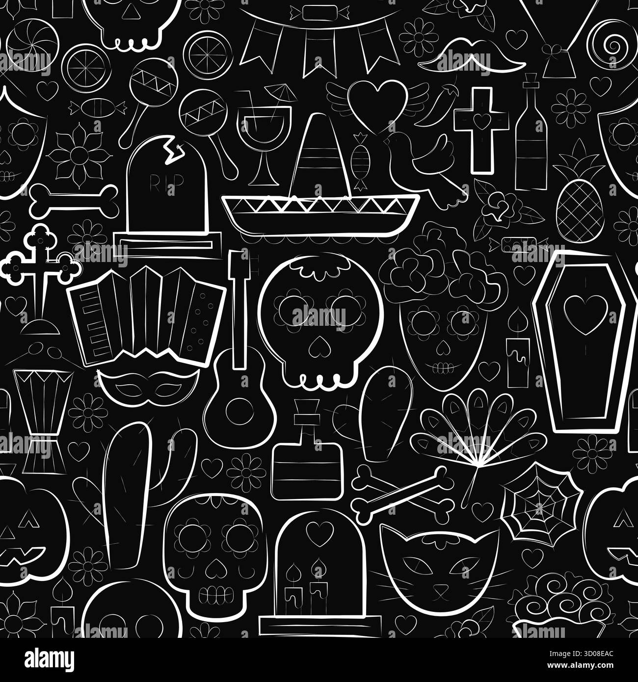 Seamless background design cactus Black and White Stock Photos & Images ...