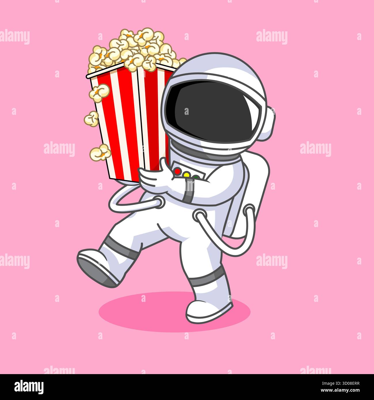 Astronaut Enjoying Popcorn in Space Vector Illustration Cartoon Design ...