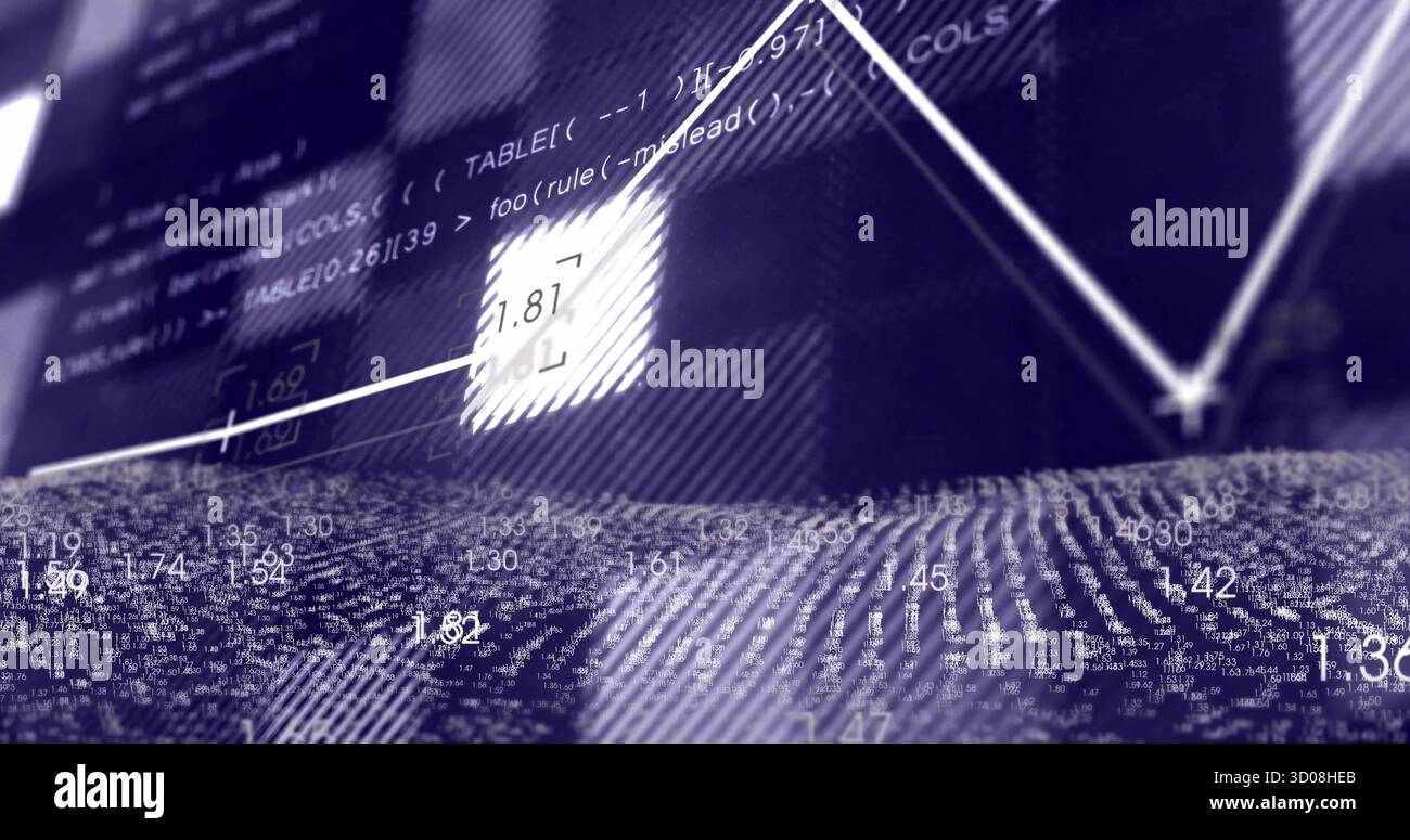 Displaying white zigzag graph highlighting data point on dashboard with ...