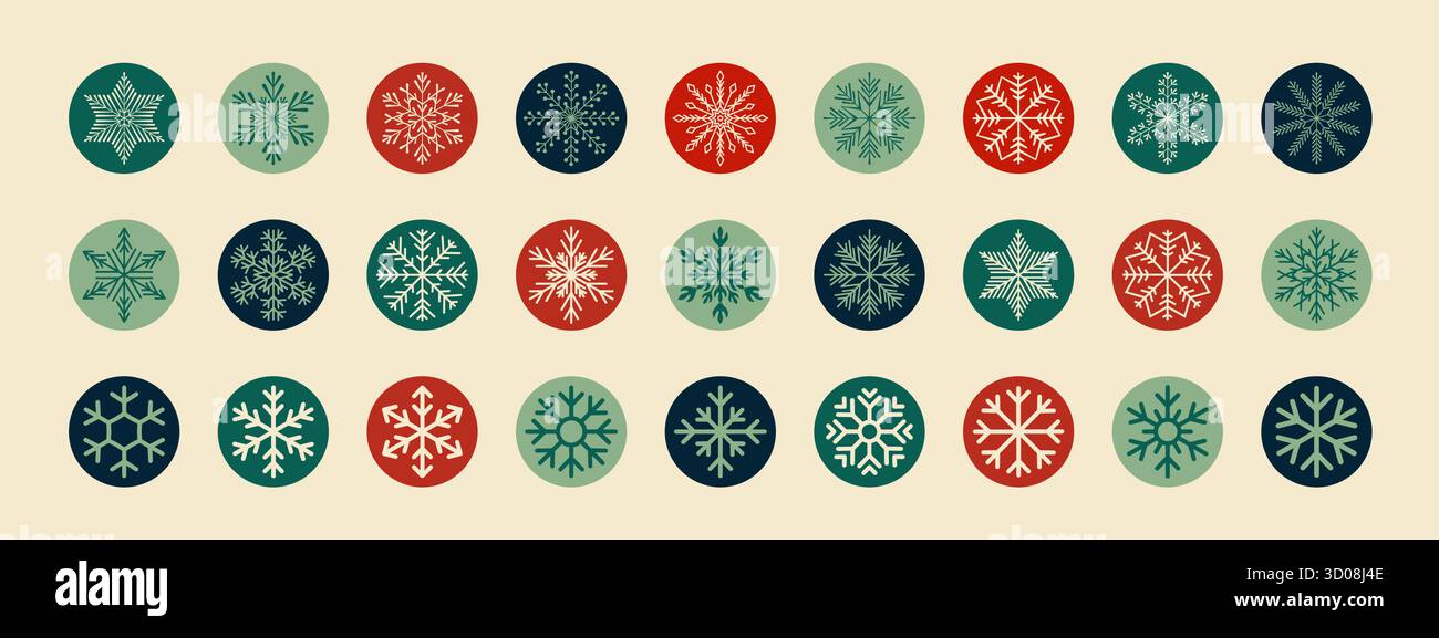 Round Christmas Snowflake Sticker Label Set Stock Vector Image & Art ...