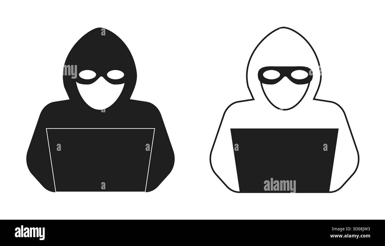 Incognito anonymous character silhouette icon, hacker or scammer with ...