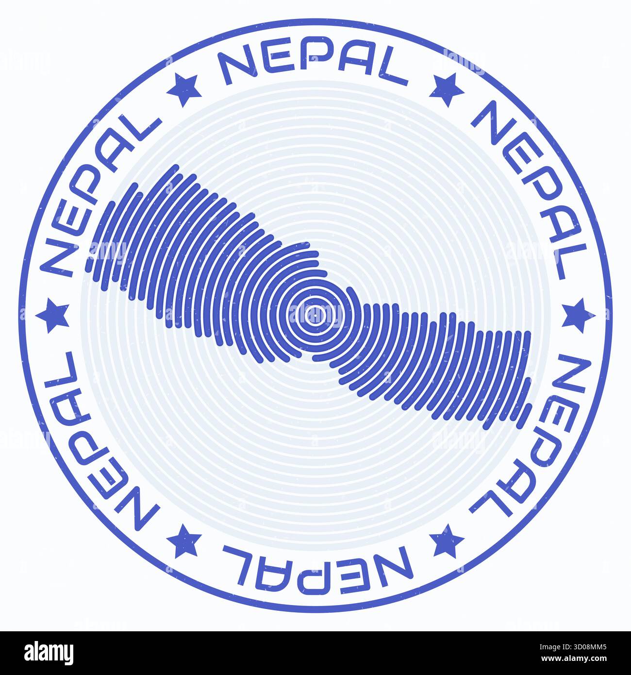 Nepal map with round title. Country shape rings. Nepal text around the ...
