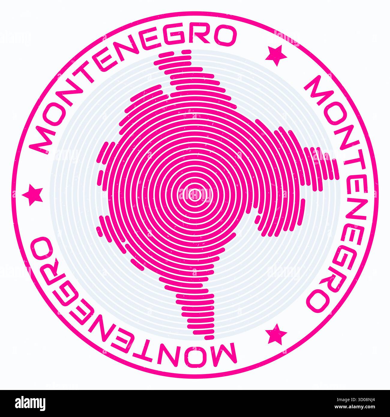 Montenegro map with round title. Country shape rings. Montenegro text ...