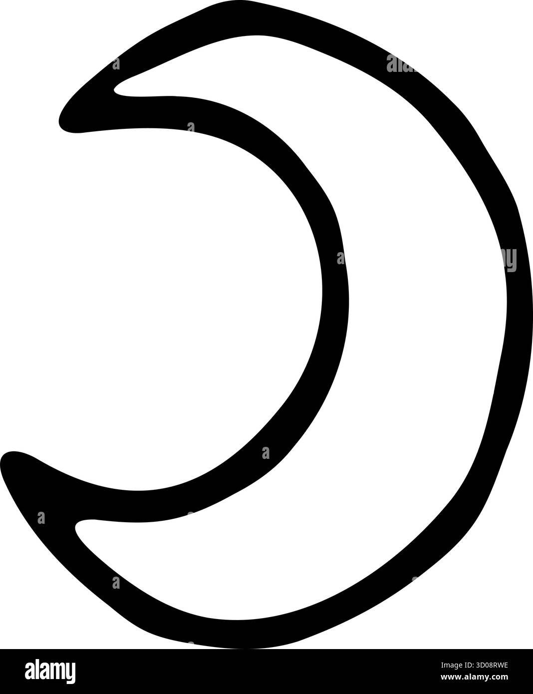 Hand drawn crescent moon shape outline vector doodle celestial sketch ...