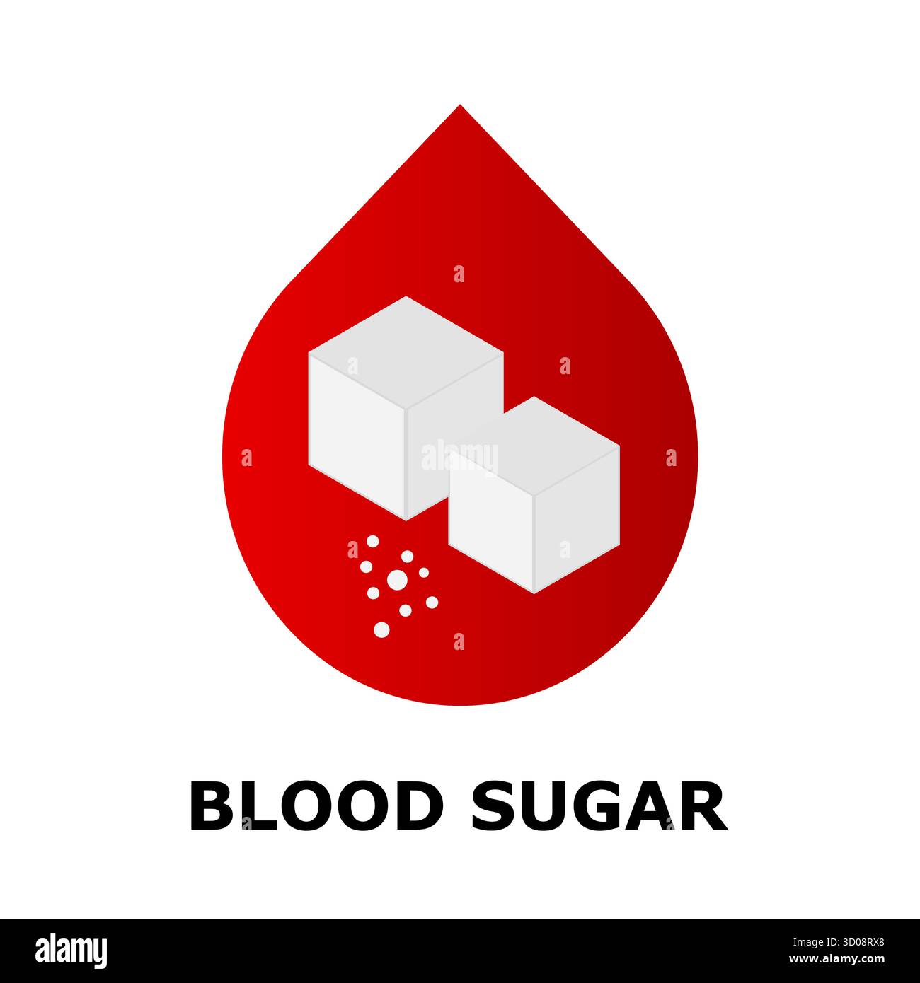 Blood sugar level. Red drop with sugar cubes. Glucose control concept ...