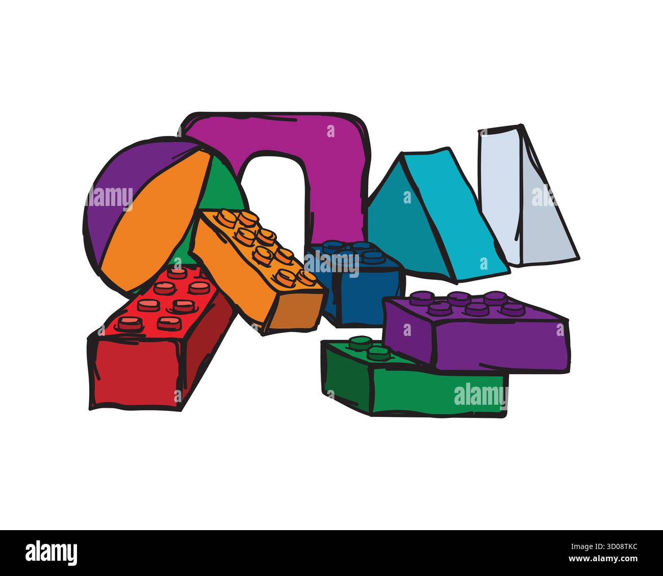 Kids playing colorful blocks Stock Vector Images - Alamy
