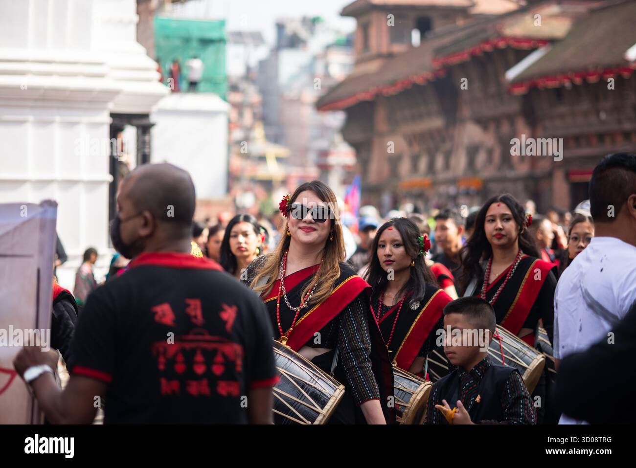 Kathmandu, Nepal. 22nd Oct, 2025. A member of the Nepali ethnic Newar ...