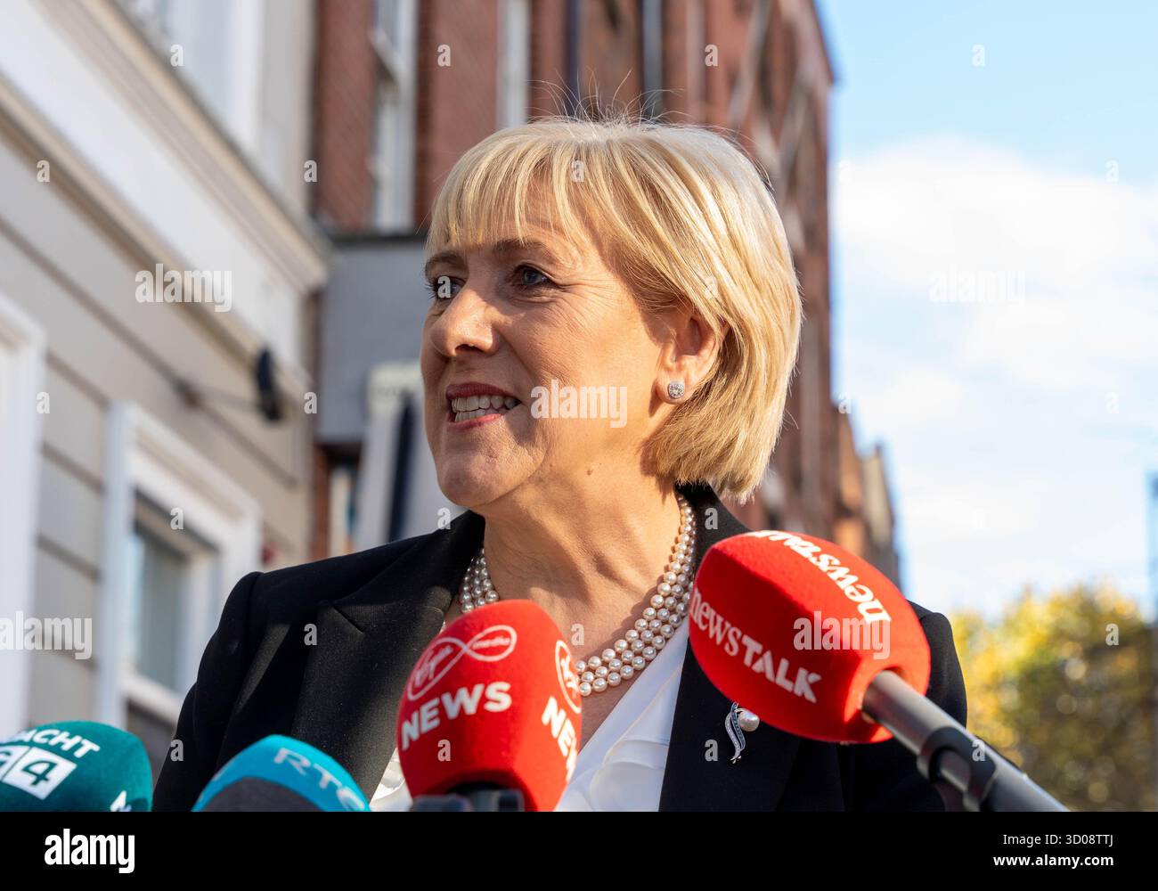 Irish presidential candidate, Fine Gael's Heather Humphreys, speaks to ...