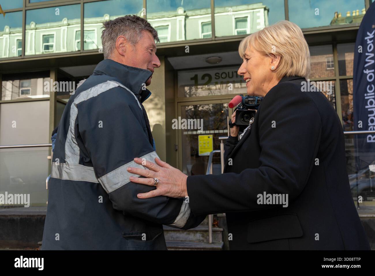 Irish presidential candidate, Fine Gael's Heather Humphreys, is greeted ...